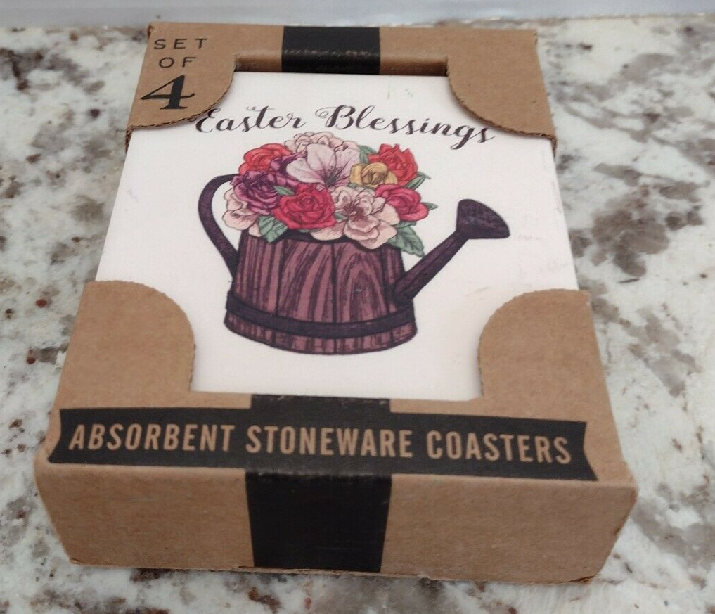 EASTER BLESSINGS Absorbent Stoneware Coasters by CARSON NEW!(set of 4 ...