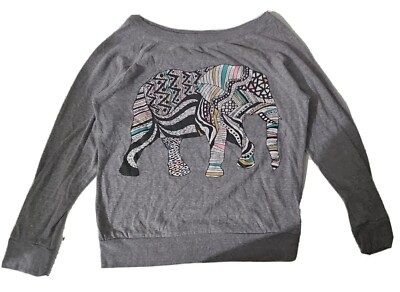 colorful gray cozy elephant sweater size S, indian style Soft ...