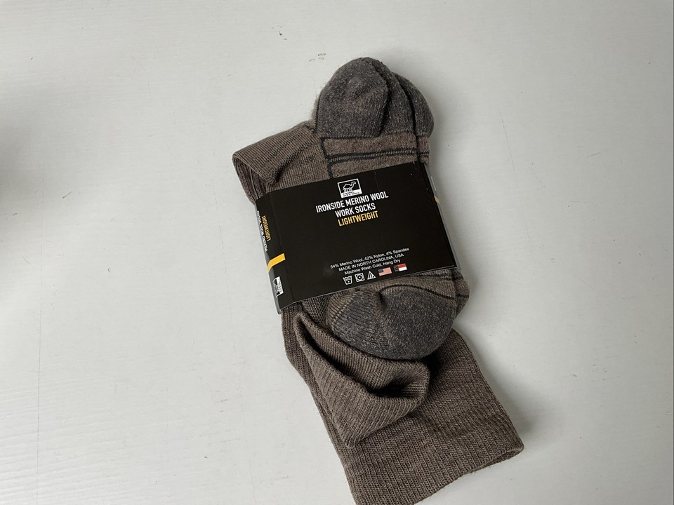 Camel City Mill Men's Ironside Merino Wool Lightweight Work Socks BROWN ...