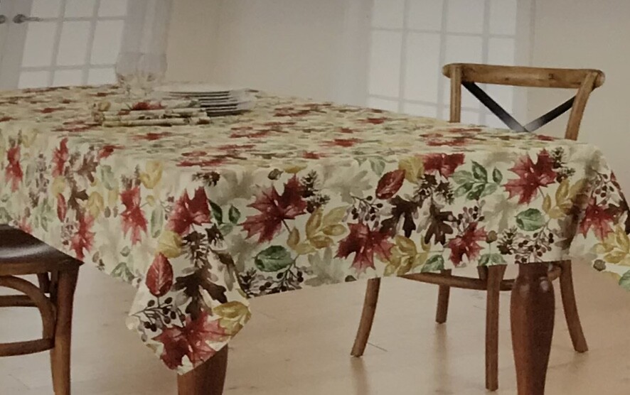 Fall Leaves / Floral Fabric Tablecloth Oblong 60" x 102” - Celebrate ...