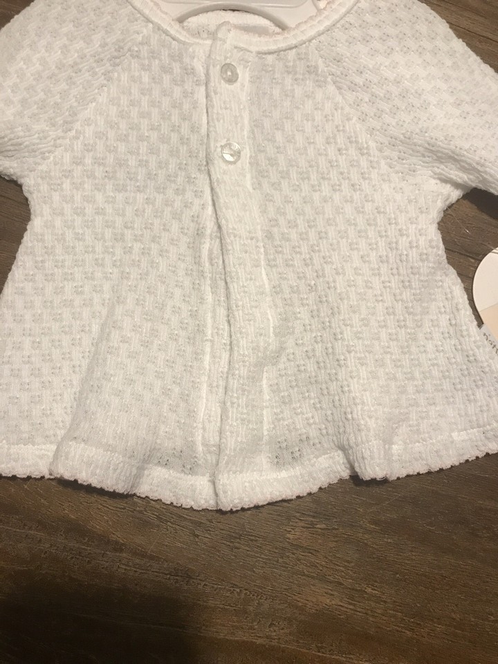 Paty Girls Newborn White Sweater With Pink Trim | eBay