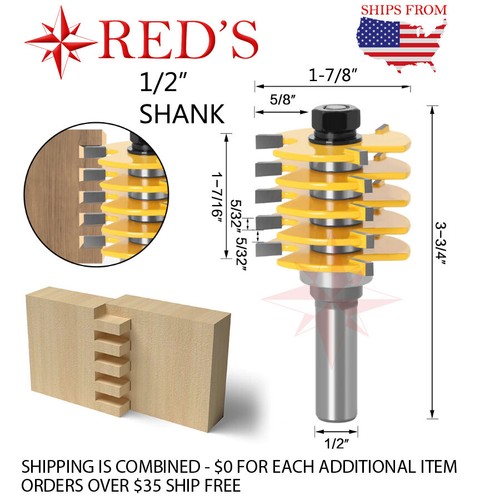 REDS Y75855-8 - Box Finger Joint Router Bit 1/2" Shank 5 Blade Router ...