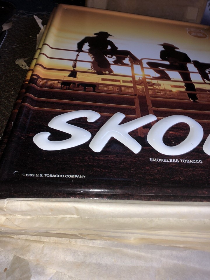 SKOAL Vintage Metal Advertising Sign Rare 1993 "Cowboy Fence" | eBay