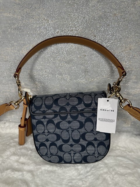Coach Denim Signature Kleo Shoulder Bag 17 - Blue/Brown (C8512) for ...