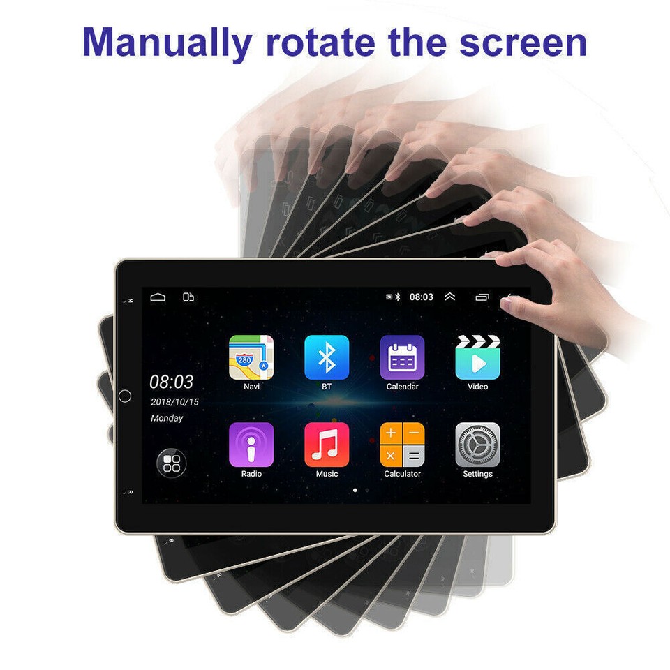 Double 2DIN Rotatable 10.1" Android 14 Touch Screen Car Stereo Radio ...