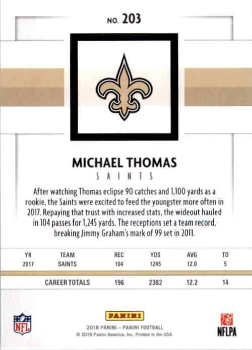 Michael Thomas 2018 Panini #203 (116270) Football Card | eBay
