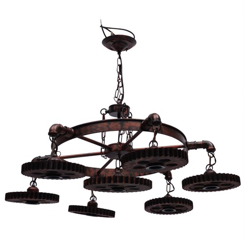 Antique E27 Hanging Iron Light Fixture Lamp 7-Heads Lights Steampunk ...