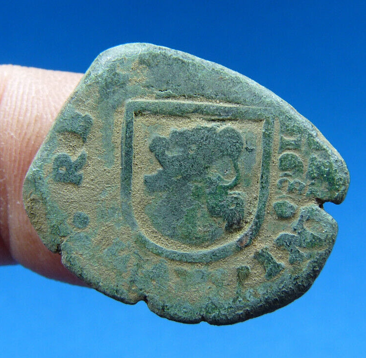 1680 CHARLES II CARLOS II 2 MARAVEDIS SPAIN PIRATE COLONIAL TIME COPPER ...