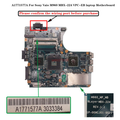 A1771577A For Sony Vaio VPCEB VPC-EB motherboard HD4500 MBX-224 M960 ...