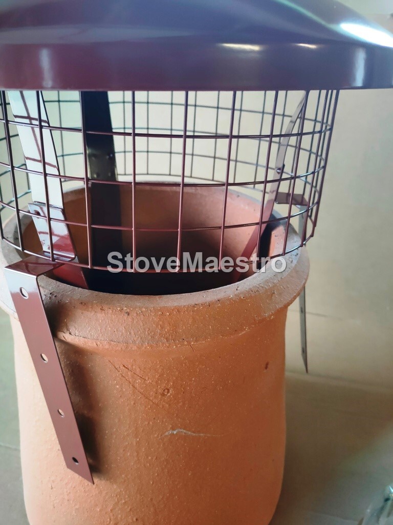 PREMIUM chimney pot cowl rain and bird guard terracotta fits 150mm ...