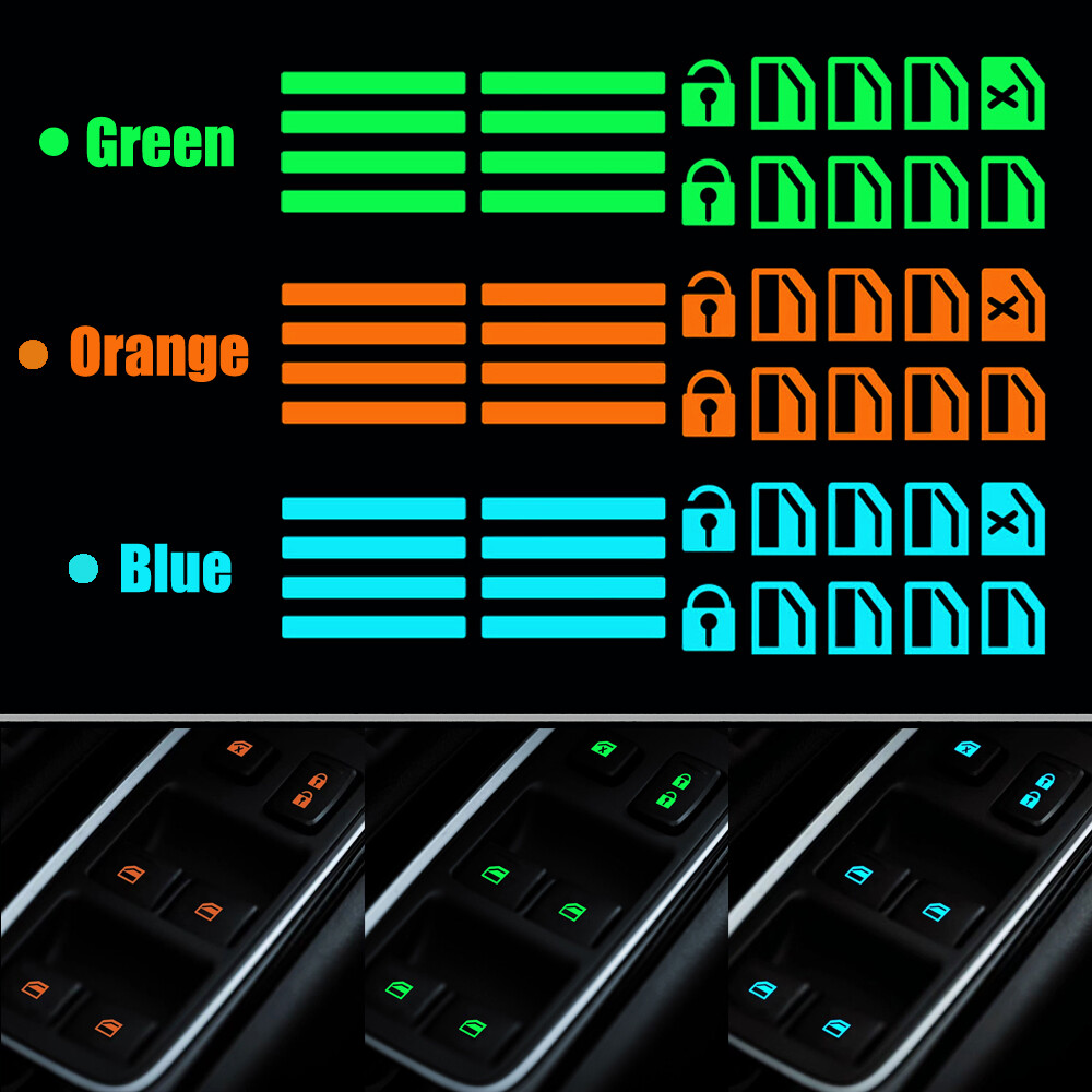 Car Window Button Luminous Sticker Lifter Switch Night Decals Auto ...
