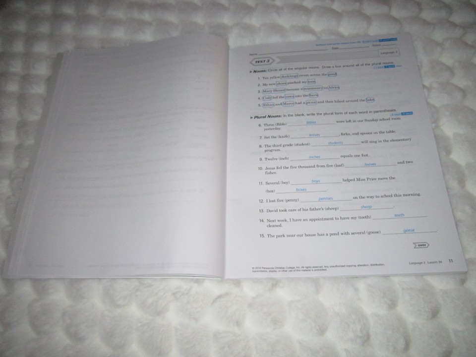 Abeka 3rd Grade Language Quiz, & Test Teacher Key # 315672 Fifth ...