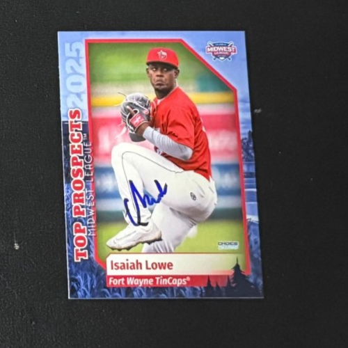 Isaiah Lowe 2025 MWL Top Prospect autograph signed card Fort Wayne ...