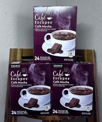 3 X Cafe Escapes Cafe Mocha Keurig K-Cup Pod 24 Count Coffee Beverage ...