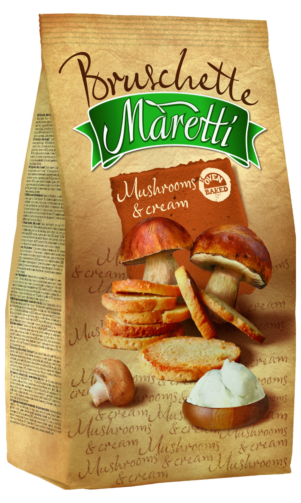 4 x BRUSCHETTE MARETTI Mushroom & Cream Flavor Oven Baked Bread Bites ...