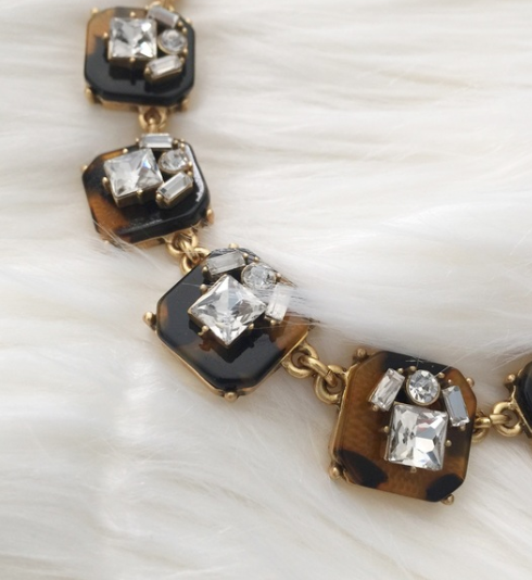 NWT J. Crew Tortoise Shell Crystal Necklace & J Crew Bag | eBay