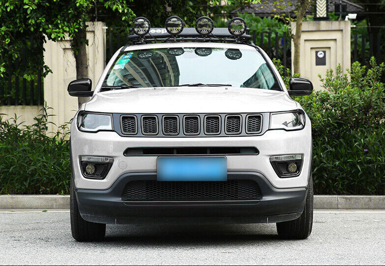 Black Golssy Front Fog Lamp Light Strip Trims 2pc Fit For Jeep Compass ...