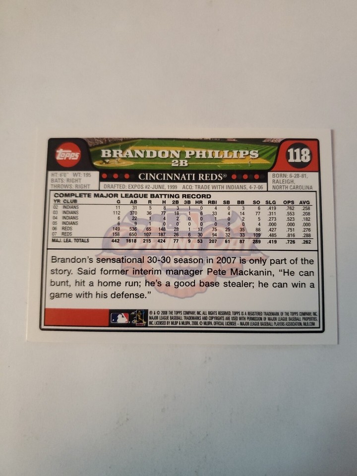 2008 Topps Opening Day Brandon Phillips #118 | eBay