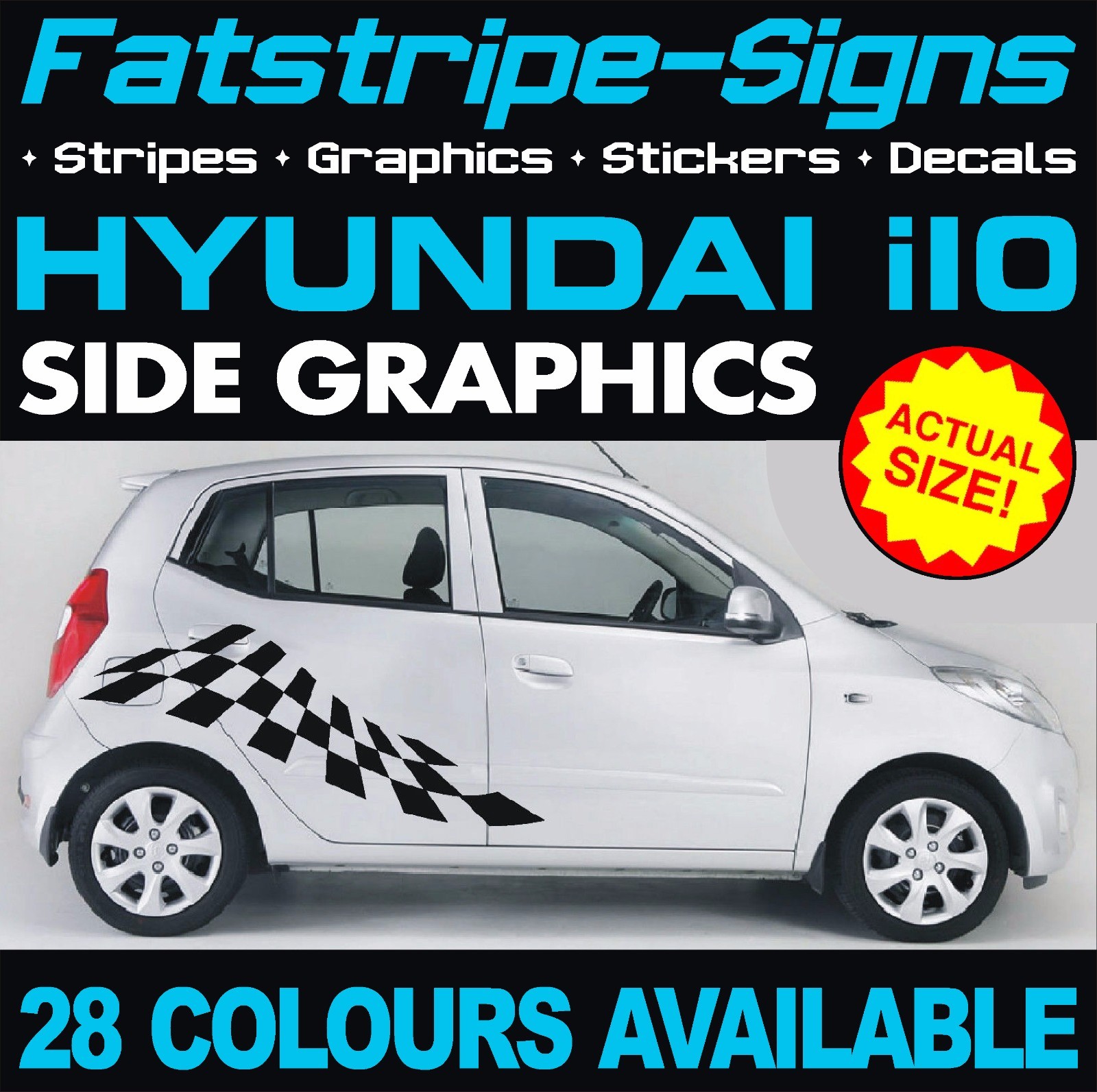 fits Hyundai i10 Graphics Stickers Decals Stickers Car Vinyl CHECKER ...