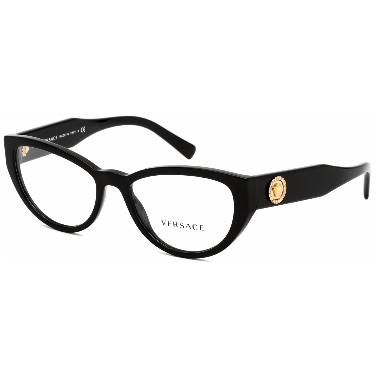Versace Women's Eyeglasses Clear Lens Cat Eye Black Plastic Frame ...