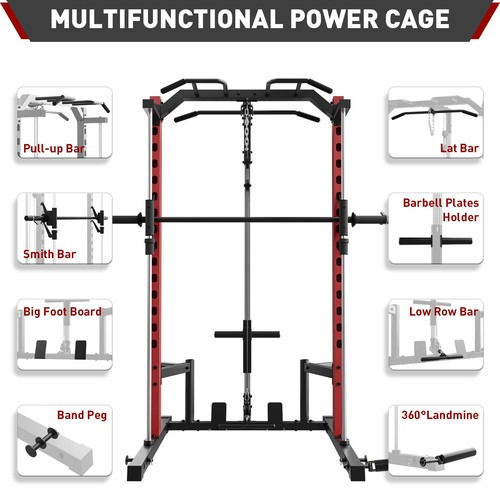 Smith Machine Power Rack with LAT-Pull Down System & Cable Machine ...