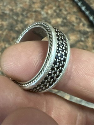 David Yurman Sterling Silver 3 Row Black Diamond Streamline Band Ring ...