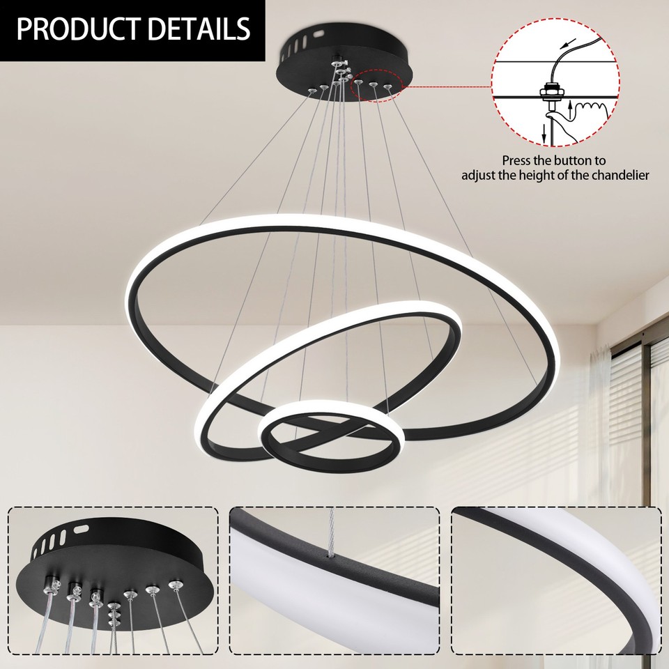 76W LED Ceiling Light DinningLamp Dimmable Modern Chandelier Living ...