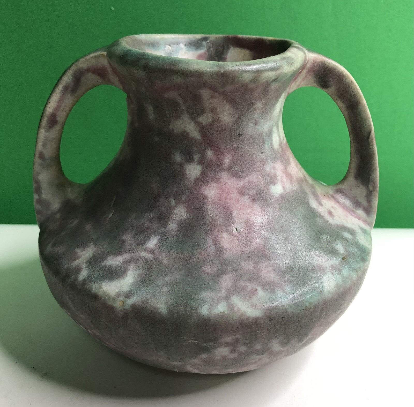 1930’s BURLEY WINTER POTTERY VASE Two-Handled Mauve Green Gray Vase #48 ...