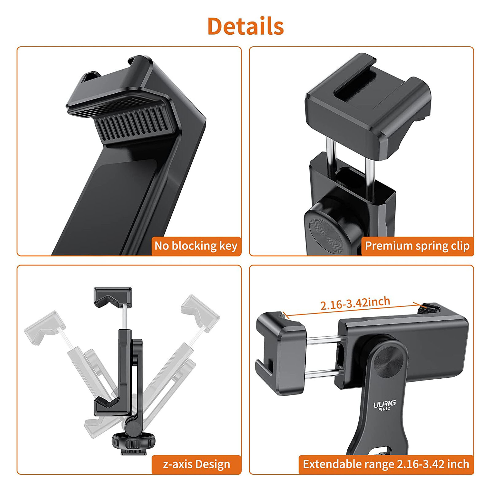 Metal Phone Tripod Mount 360° Adjustable Cell Phone Clamp Stand Holder ...