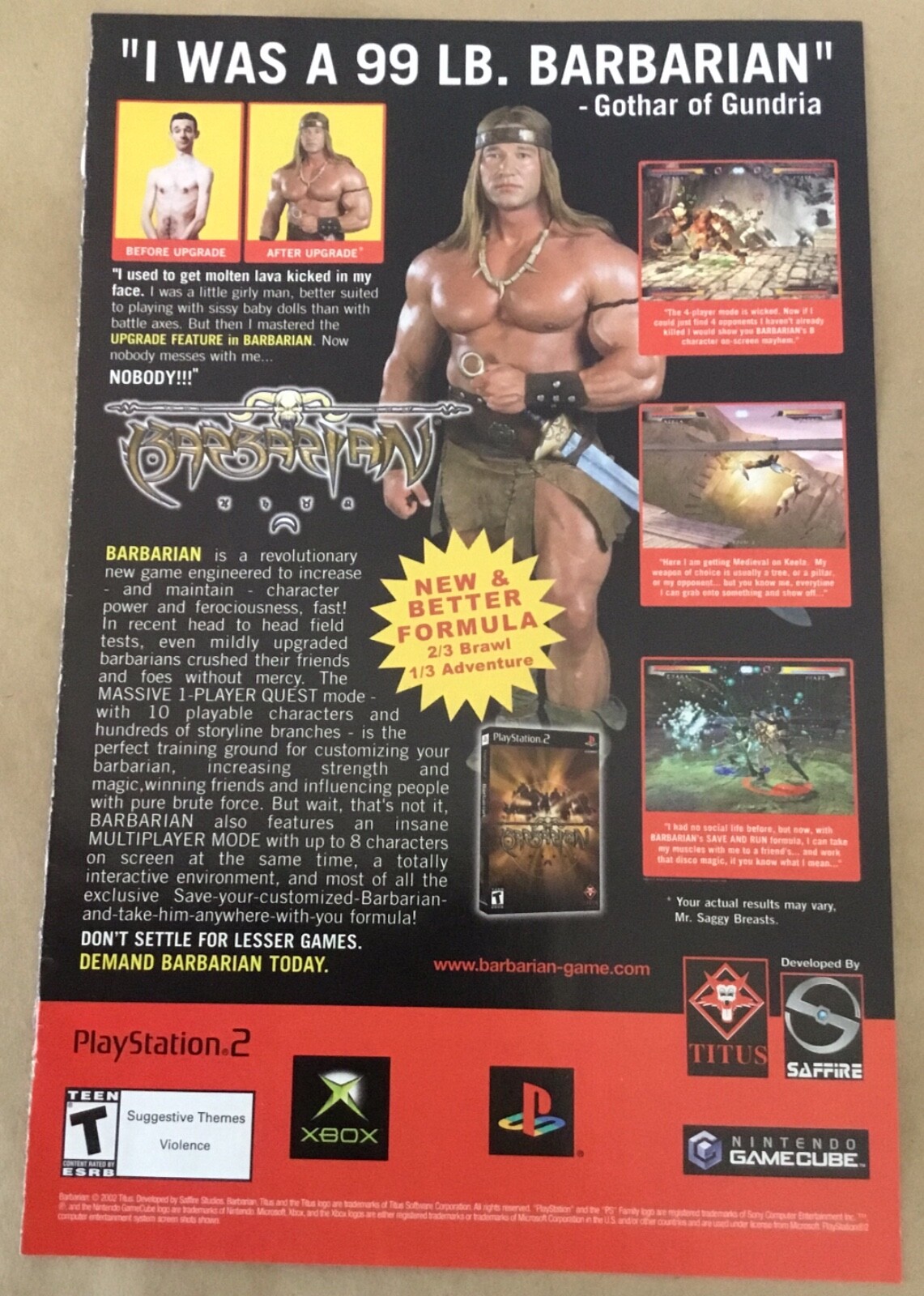 Barbarian Print Ad 2002 video game promo art Playstation 2 retro gaming ...