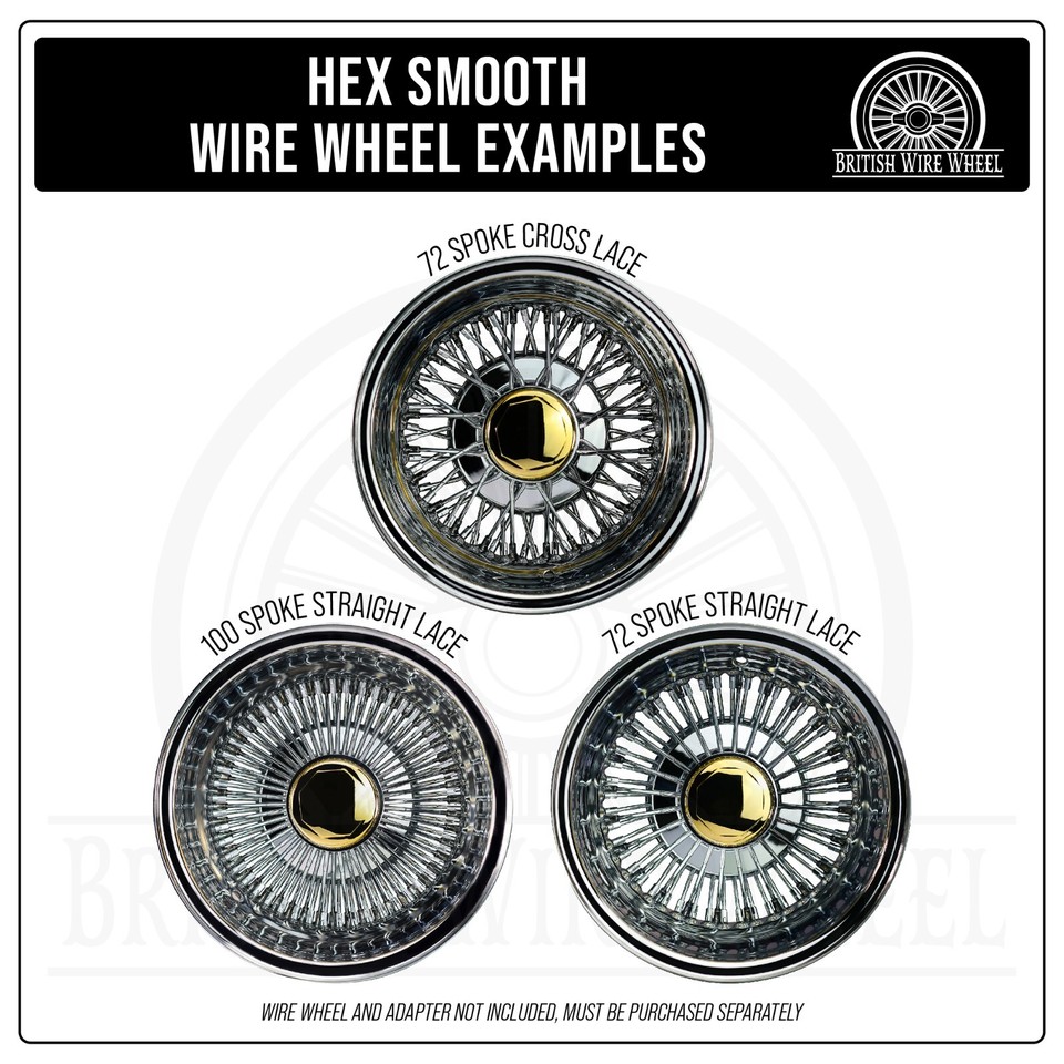 Hex Gold Knock Off Spinner Caps for Lowrider Rims, Set of 4 + Wrench ...