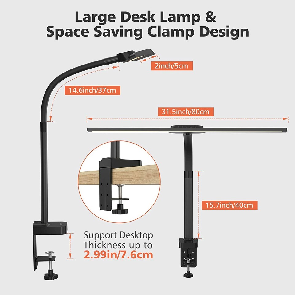 24W Bright LED Desk Lamp Dim Timer Home Office Drawing Crafting ...