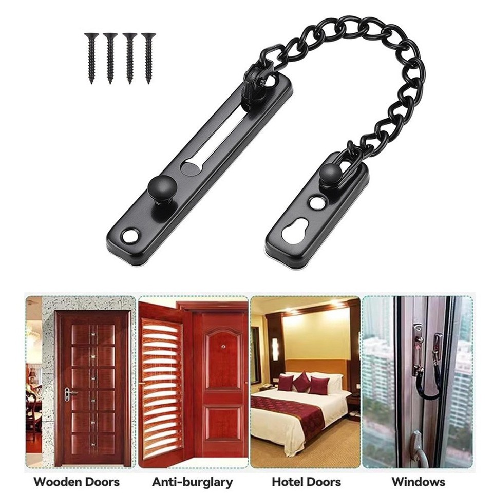 Stainless Steel Door Chain Lock Heavy Duty with Pre Drilled Mounting ...