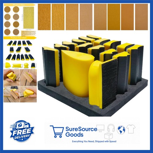 56 PCS Hand Sanding Block Set with 16 Contoured Sander Blocks & 40 ...