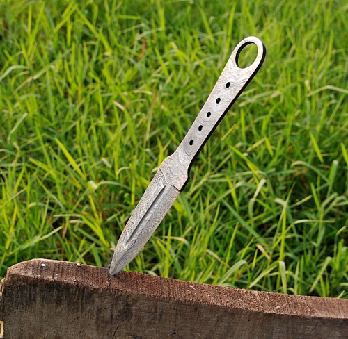 CUSTOM Damascus Steel Full Tang Dagger Hunting boot KNIFE BLANK BLADE ...