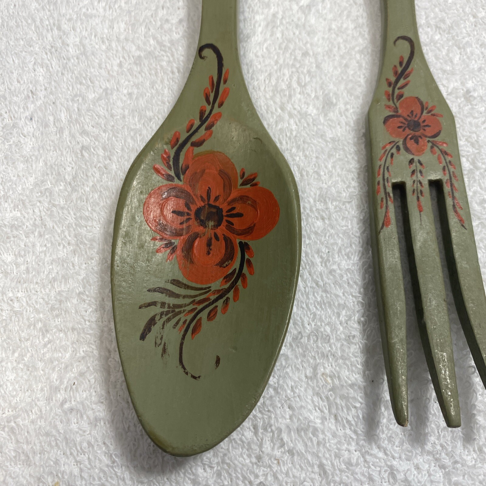 Norwegian Decorative Spoon Fork Hand Painted Folk Art Rosemaling | eBay