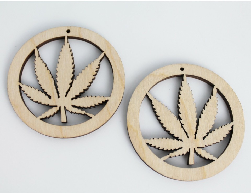 Hemp Leaf Cannabis Marijuana Hoops Wood Cutout Earrings Jewelry Blanks ...
