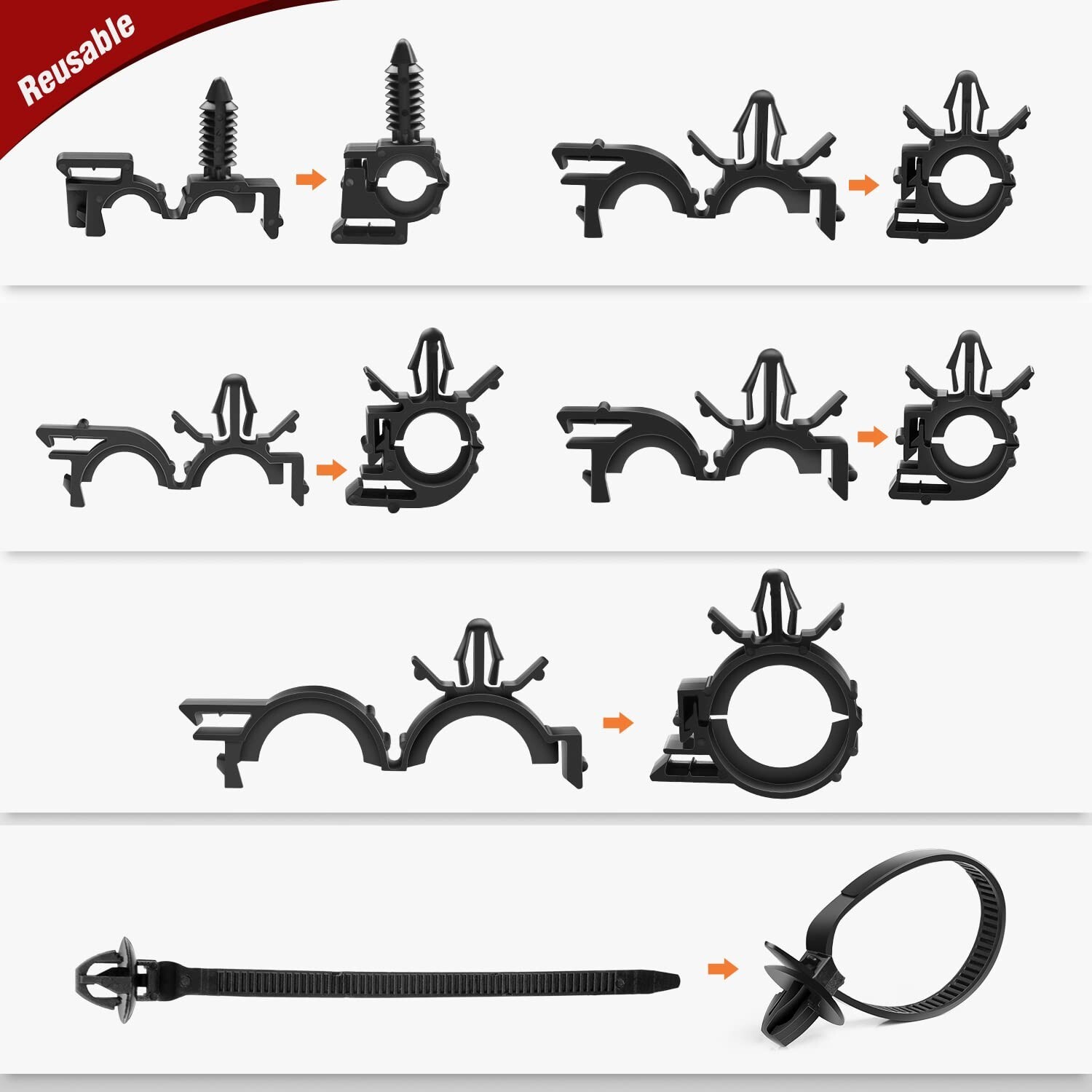 Nilight 60Pcs Automotive Wire Loom Routing Clip Wiring Harness ...