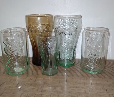Vintage Coca Cola Can Glass Tumblers Glassware Embossed Amber 16 oz Lot ...
