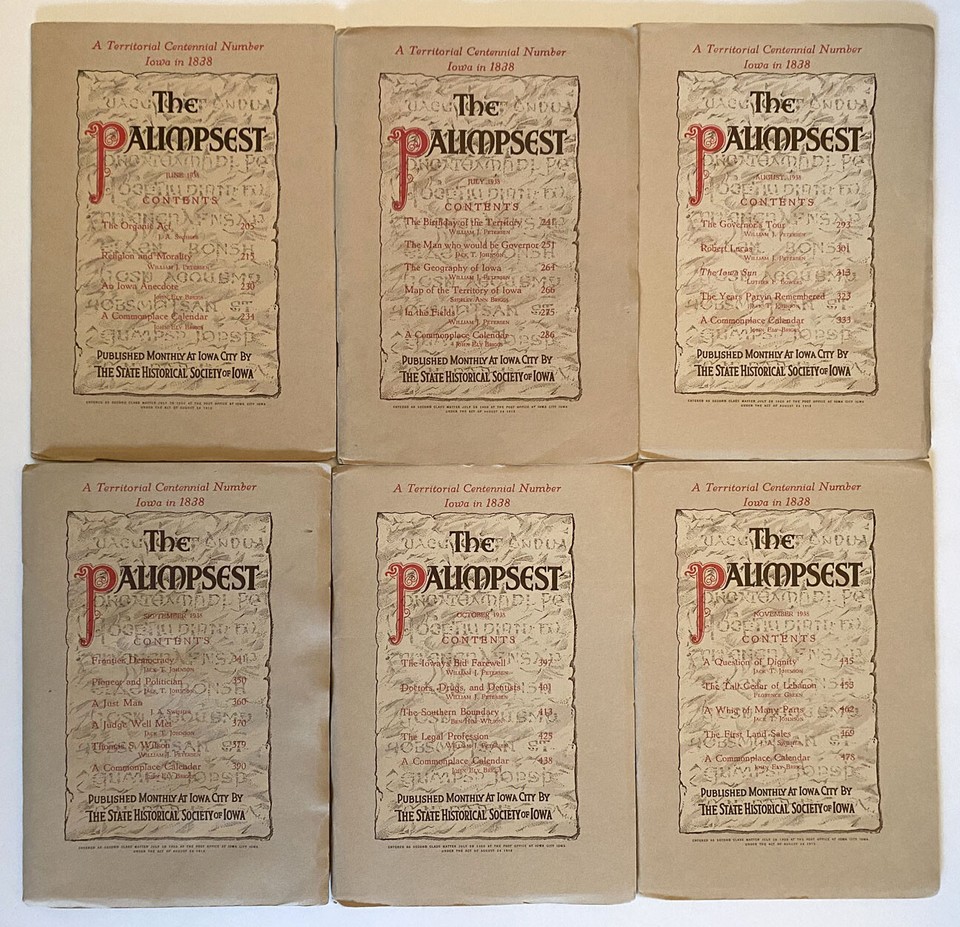 Lot Of 6 Palimpsest Iowa History Magazines June 1938 - November 1938 | eBay