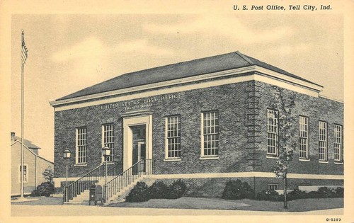 TELL CITY, Indiana IN POST OFFICE Troy Township~Perry County Postcard ...