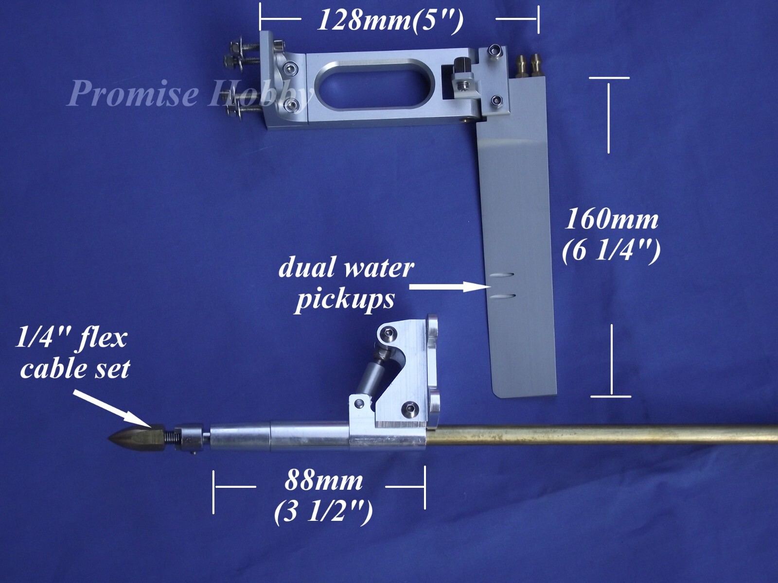 Alloy Rudder Stinger Strut Turn Fin Trim Tab 1/4 Cable Shaft for RC ...