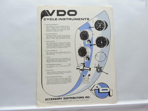 VDO Cycle Instruments Brochure Accessory Distributors Inc B8843 | eBay