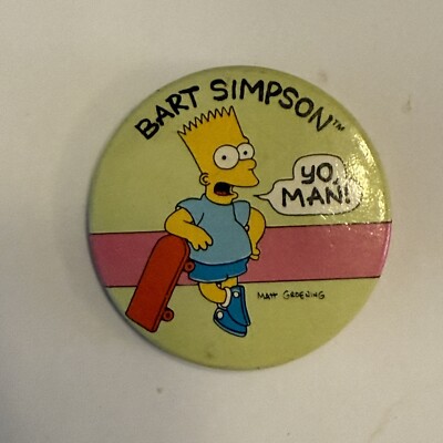 Bart Simpson Yo Man Pinback Button The Simpsons 1989 VTG | eBay