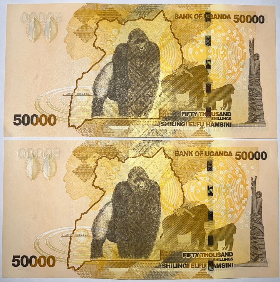 HALF MILLION UGANDA Shillings - NEW 2024 Banknotes, UNC - 10 x 50000 ...