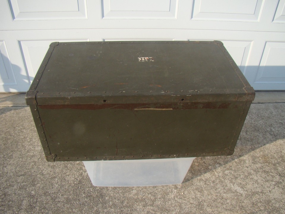 Vintage US Navy Military Shipping Transport Case Trunk Chest Footlocker ...