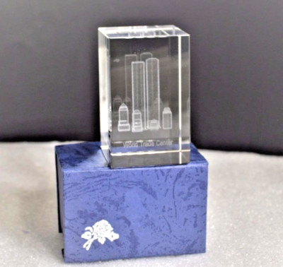 NOS World Trade Center Etched Acrylic Lucite Block Paperweight | eBay