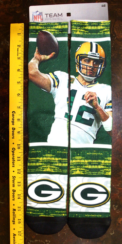 Green Bay Packers Aaron Rodgers Socks Crew Length Large Size Mens 10-13 ...