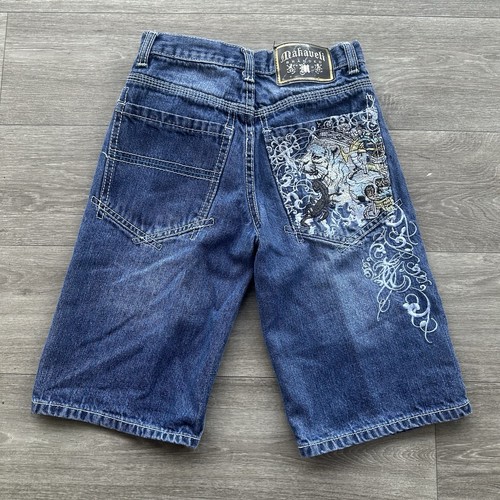 VTG Makaveli Tupac Y2k Boys Baggy Jean Shorts Size 10 Skater Wide Leg ...