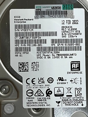 HP 8TB SAS 12G 3.5 INCH LFF Hard Drive - Business Critical 834031-B21 ...